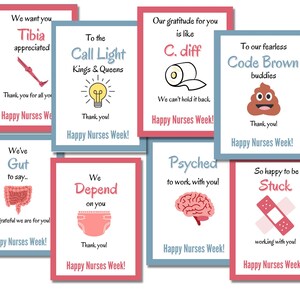 Nurses Week Printable Gift Tags, Nurses Week Funny Medical Cards, Nurse ...