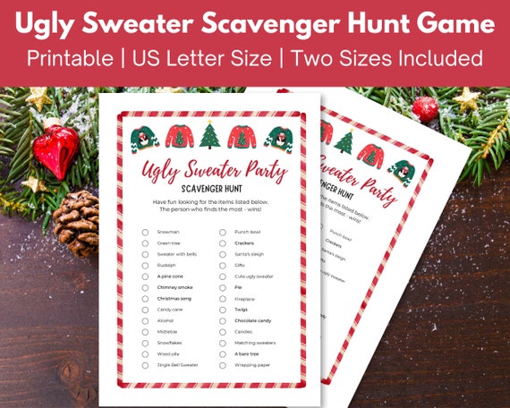 Ugly Sweater Christmas Scavenger Hunt Game Ugly Sweater - Etsy