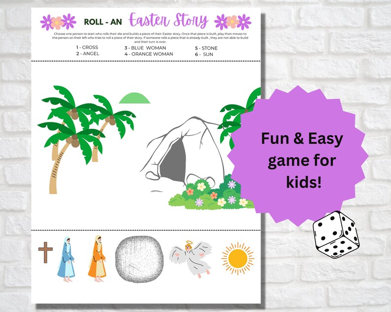 Roll an Easter Story Dice Game for Kids | Easter Sunday Church Activity ...