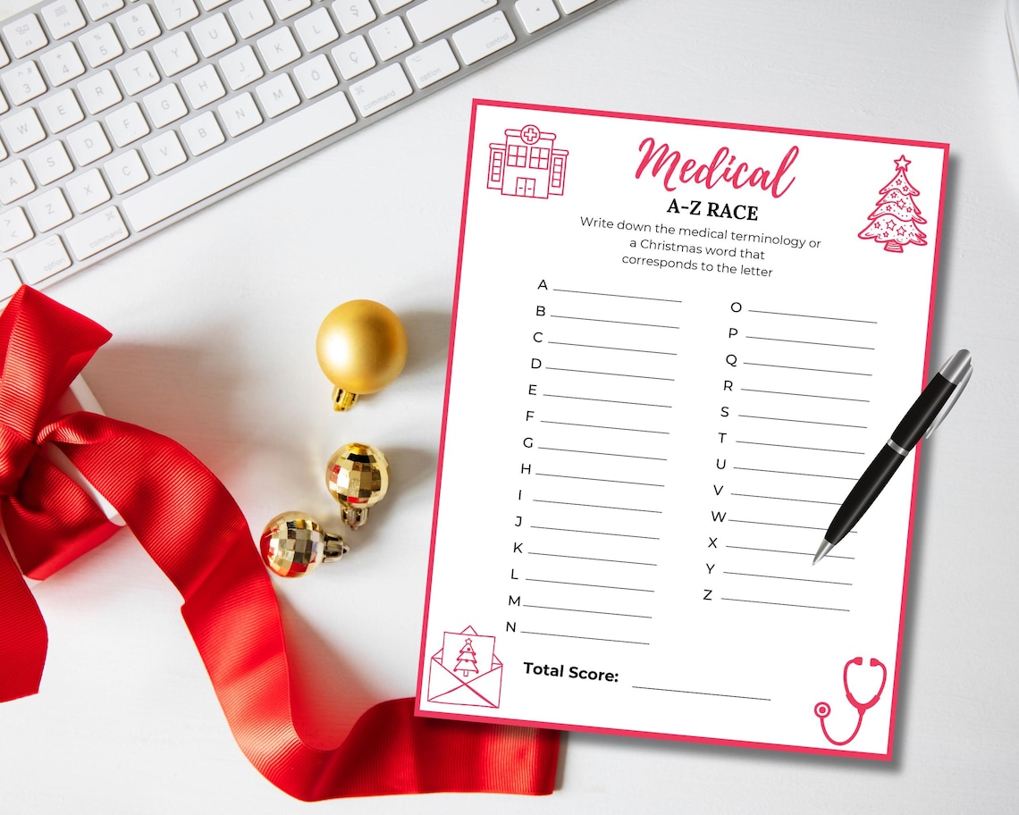 Christmas Medical A to Z Race Game, Team Building Game, Icebreaker Game ...