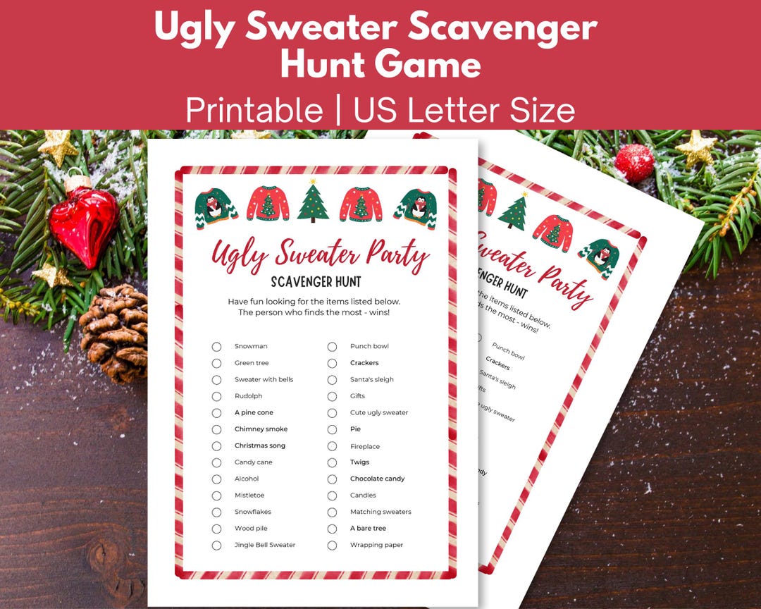 Ugly Sweater Christmas Scavenger Hunt Game for Christmas Holiday ...