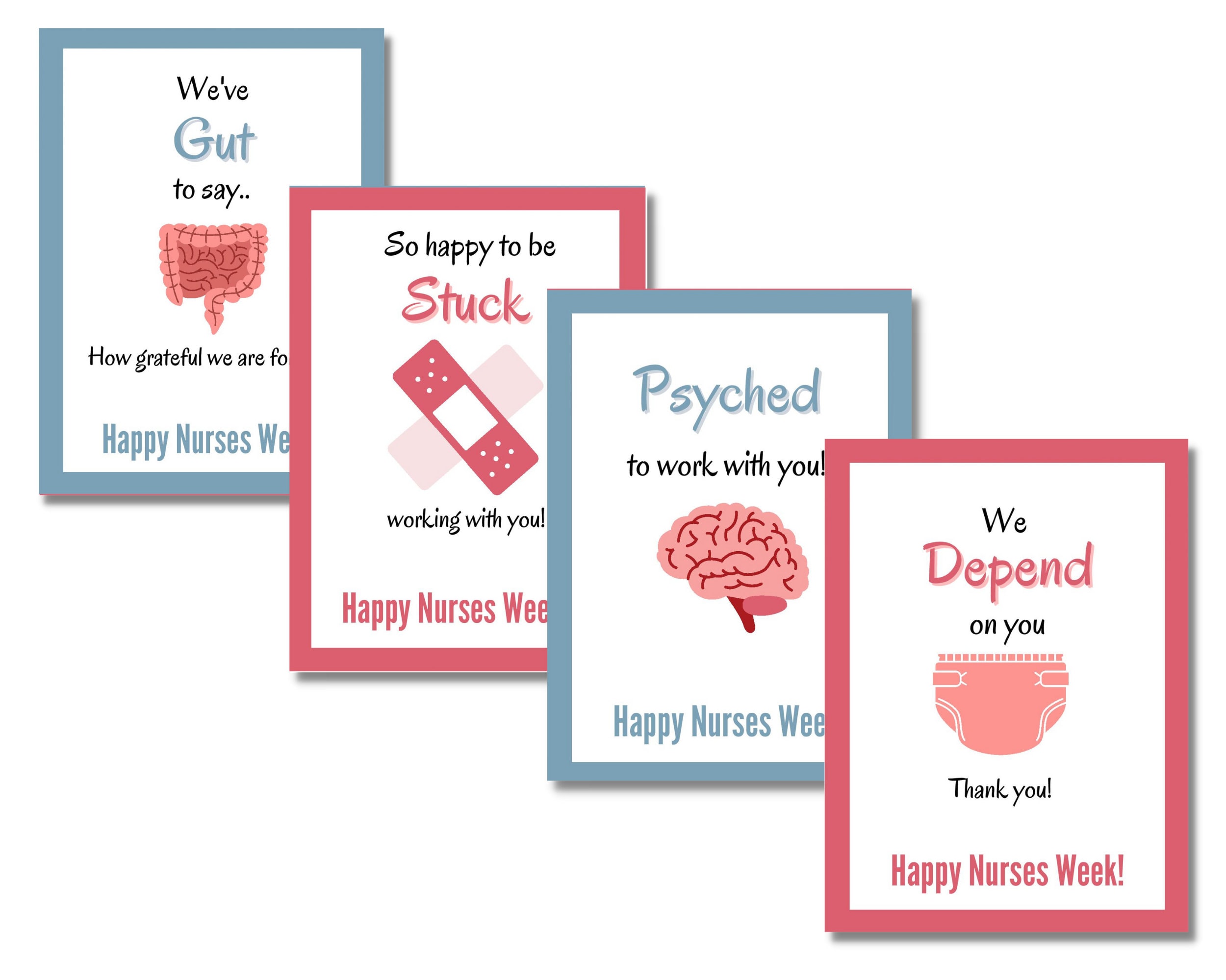 Nurses Week Printable Gift Tags, Nurses Week Funny Medical Cards, Nurse ...