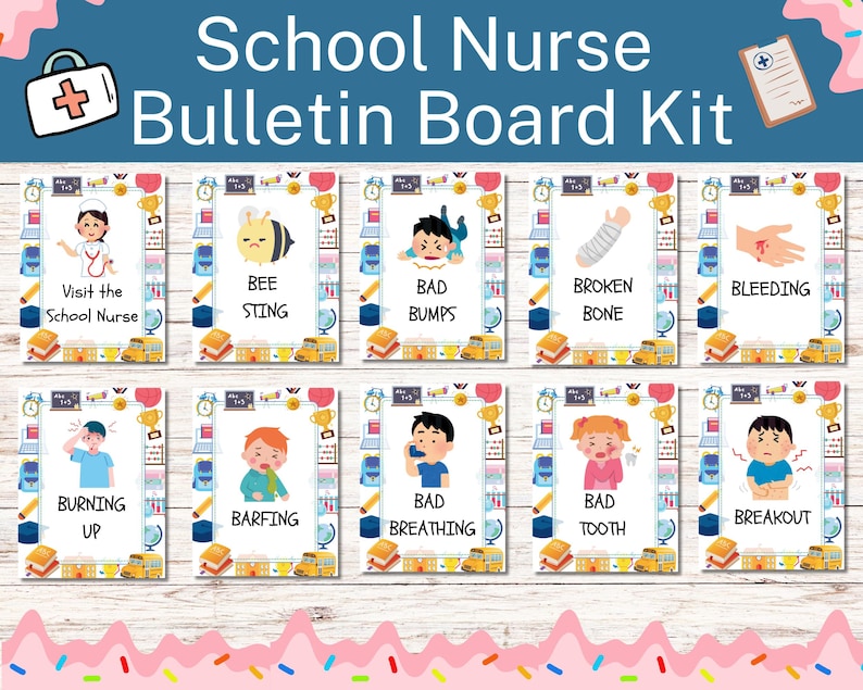 School Nurse Bulletin Board Kit, When to Visit the School Nurse Posters ...