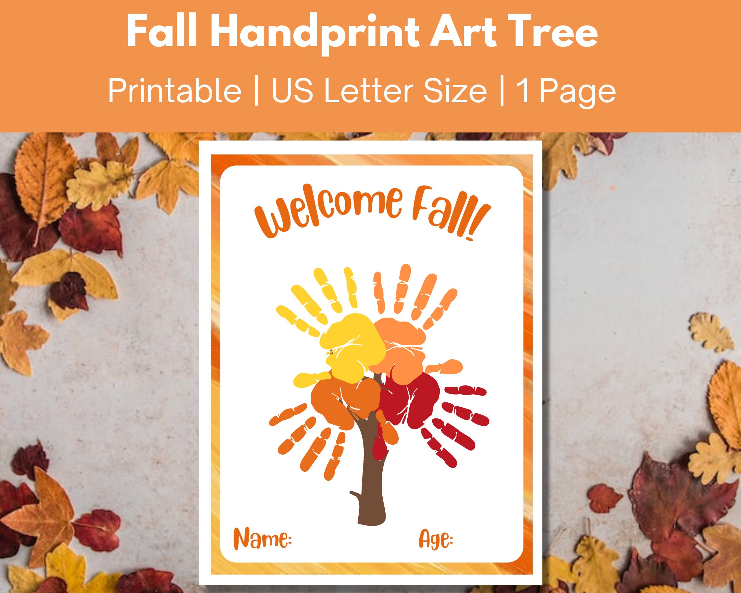 Fall Handprint Art Tree Craft, Autumn Craft for Kids, Printable Fall ...