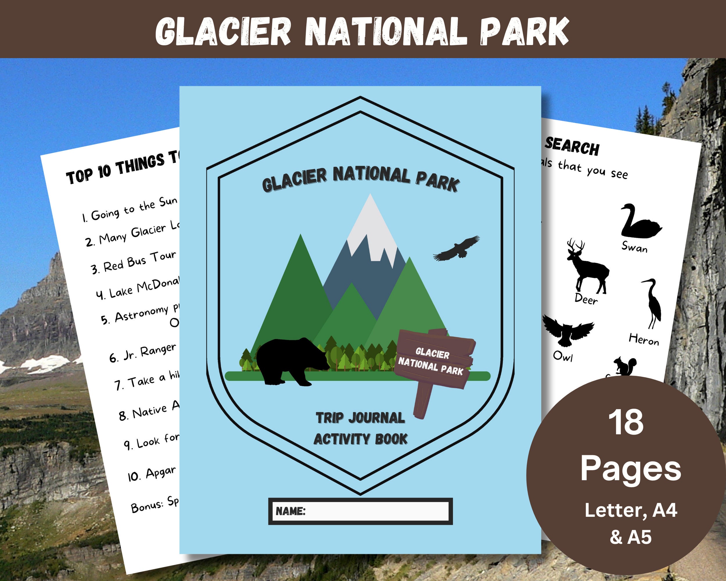 Glacier National Park, Kids Hiking & Camping Adventure Journal, Kids ...