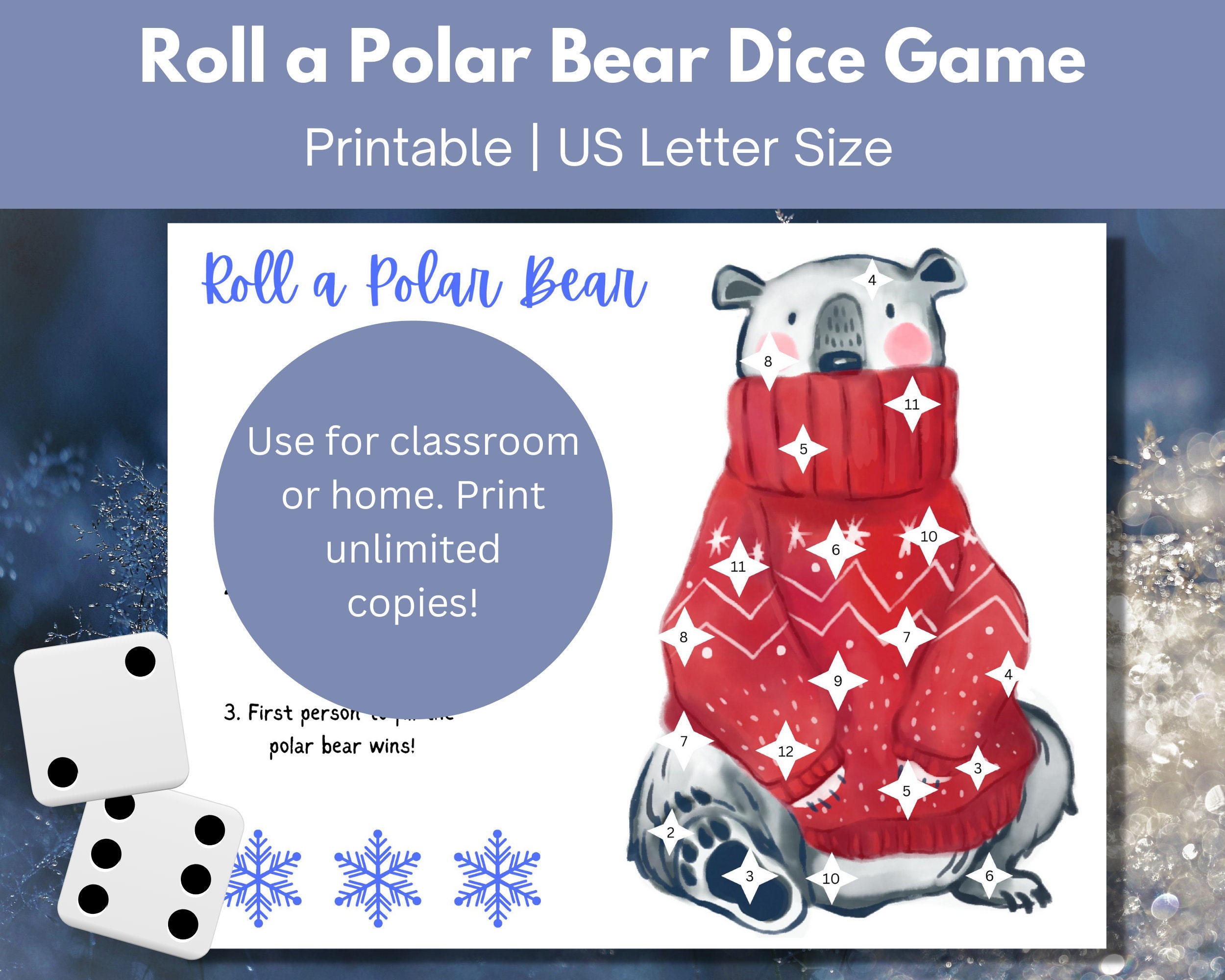 Roll a Polar Bear Candy Dice Game for Kids | Christmas & New Year Table ...