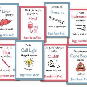 Nurses Week Printable Gift Tags, Nurses Week Funny Medical Cards, Nurse ...