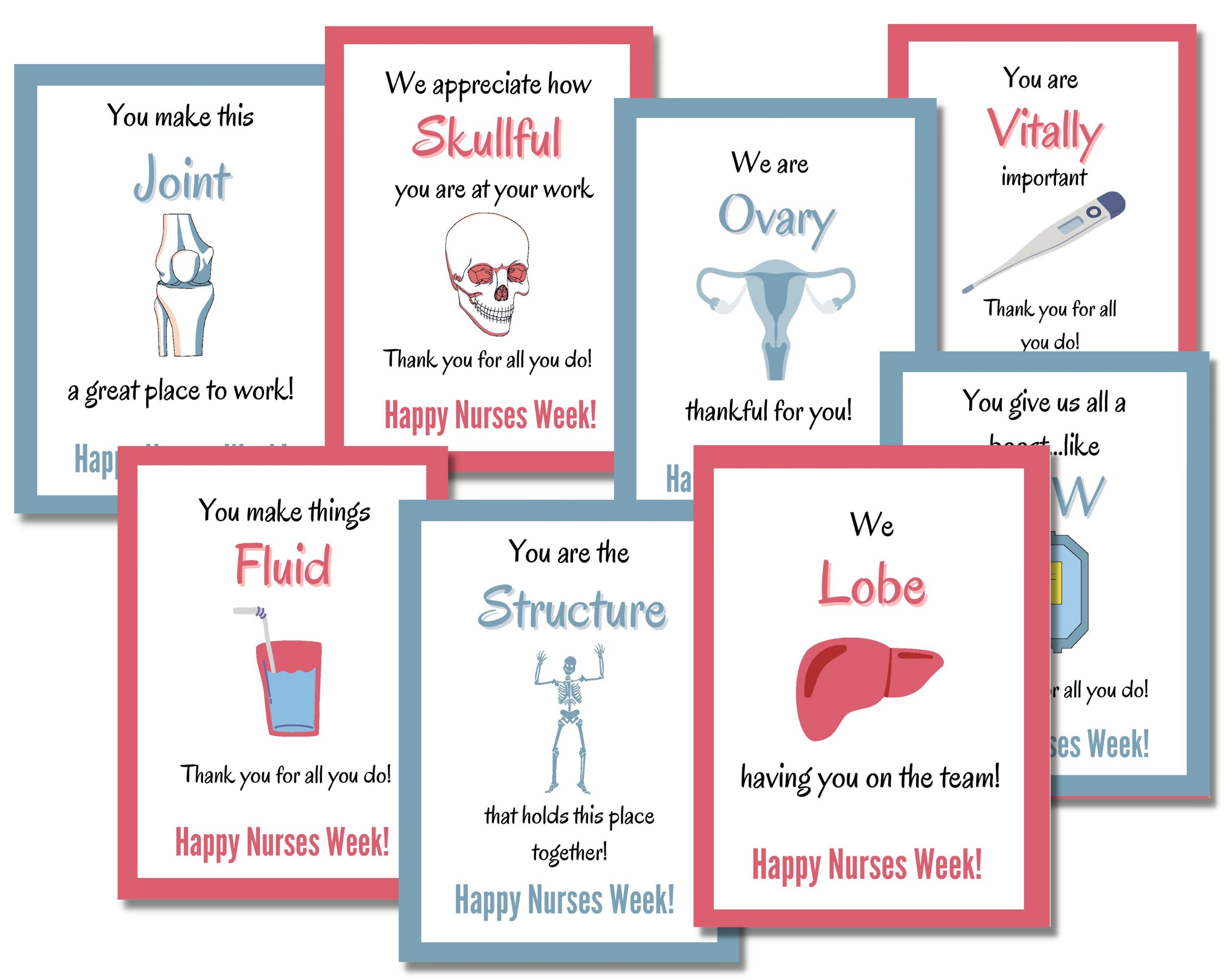 Nurses Week Printable Gift Tags, Nurses Week Funny Medical Cards, Nurse ...