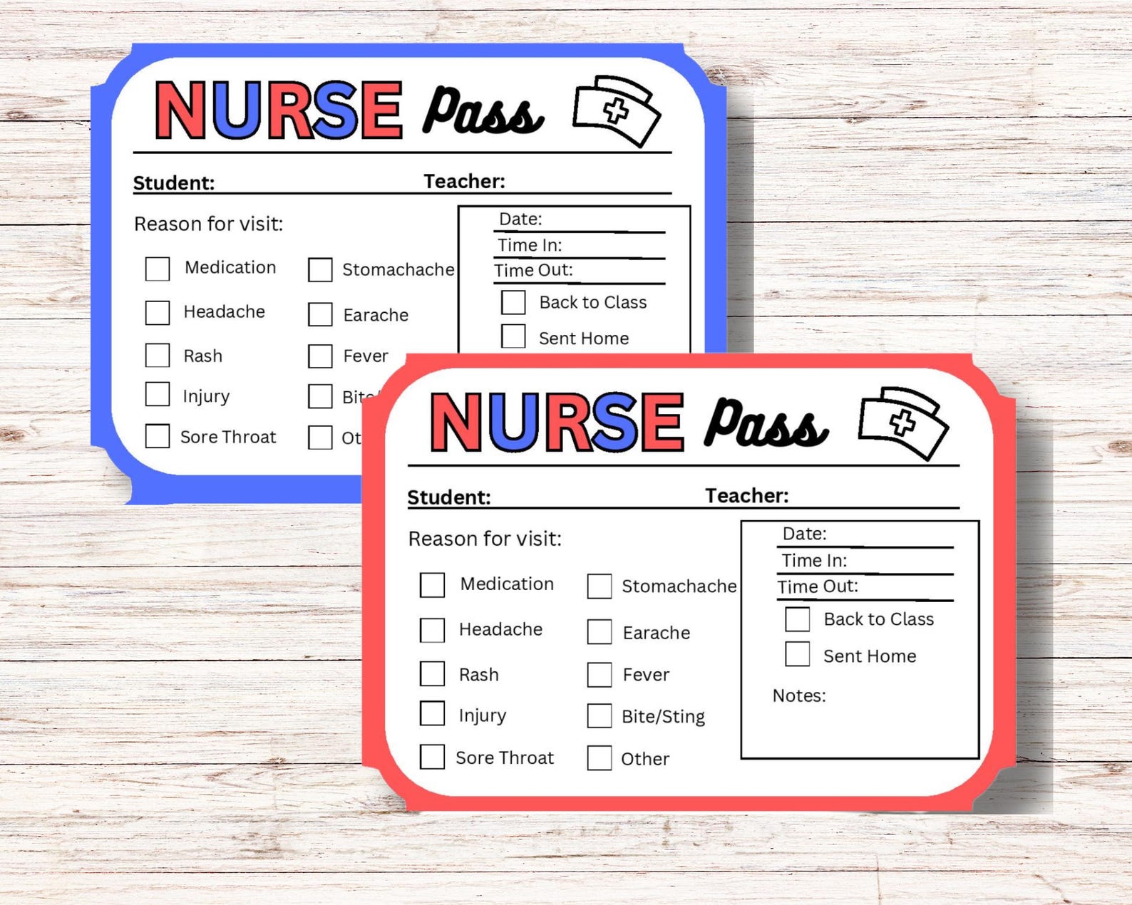 School Nurse Printable Office Pass, Elementary School Nurse Office ...