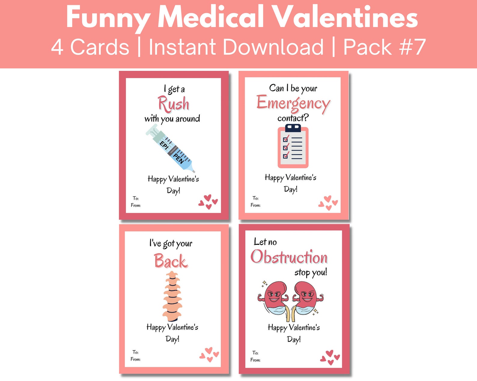 Funny Medical Valentine's Day Cards, 4 Pack for Doctors, Nurses ...