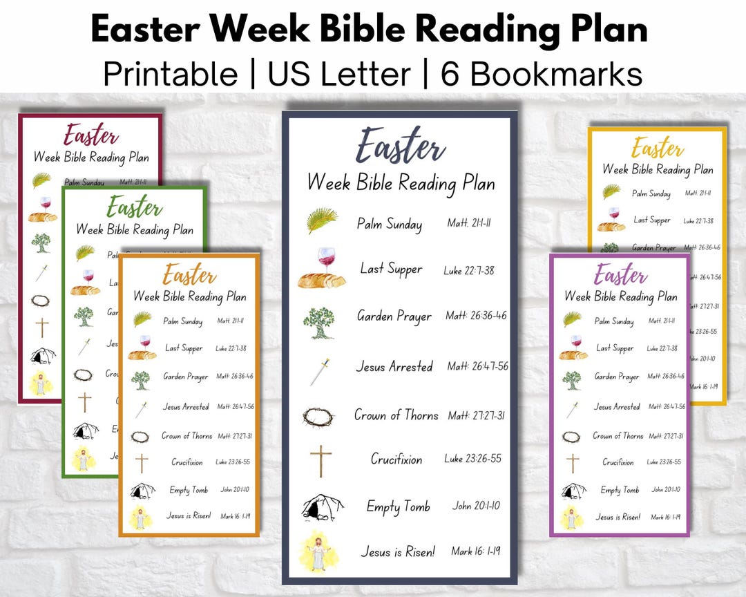 Holy Week| Christian Easter Printable| Bible Reading Plan Bookmarks ...