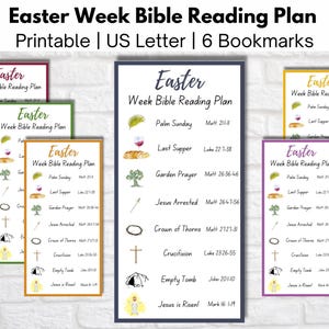 Holy Week| Christian Easter Printable| Bible Reading Plan Bookmarks ...