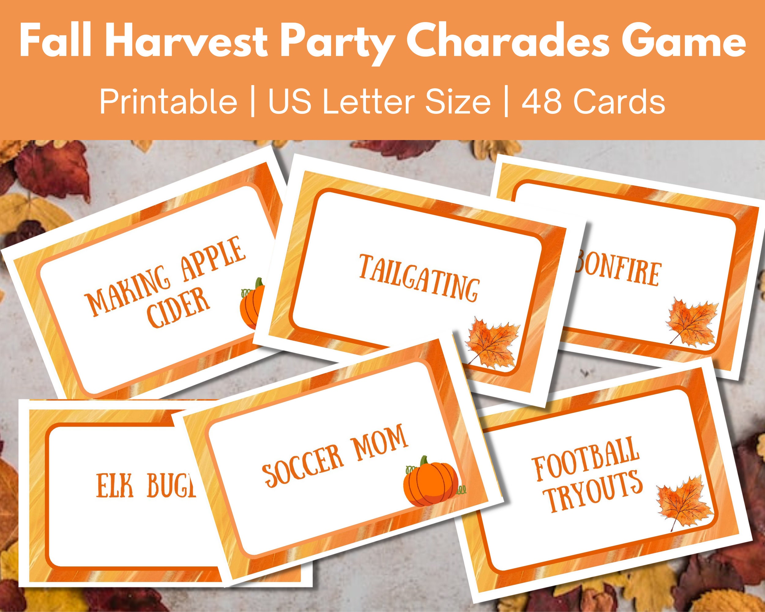 Fall Harvest Party Charades Game Autumn Themed (Instant Download) - Etsy