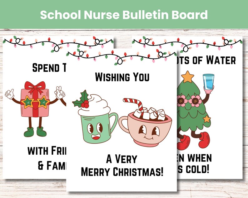 School Nurse Christmas Bulletin Board Kit, Office Decor for Christmas ...