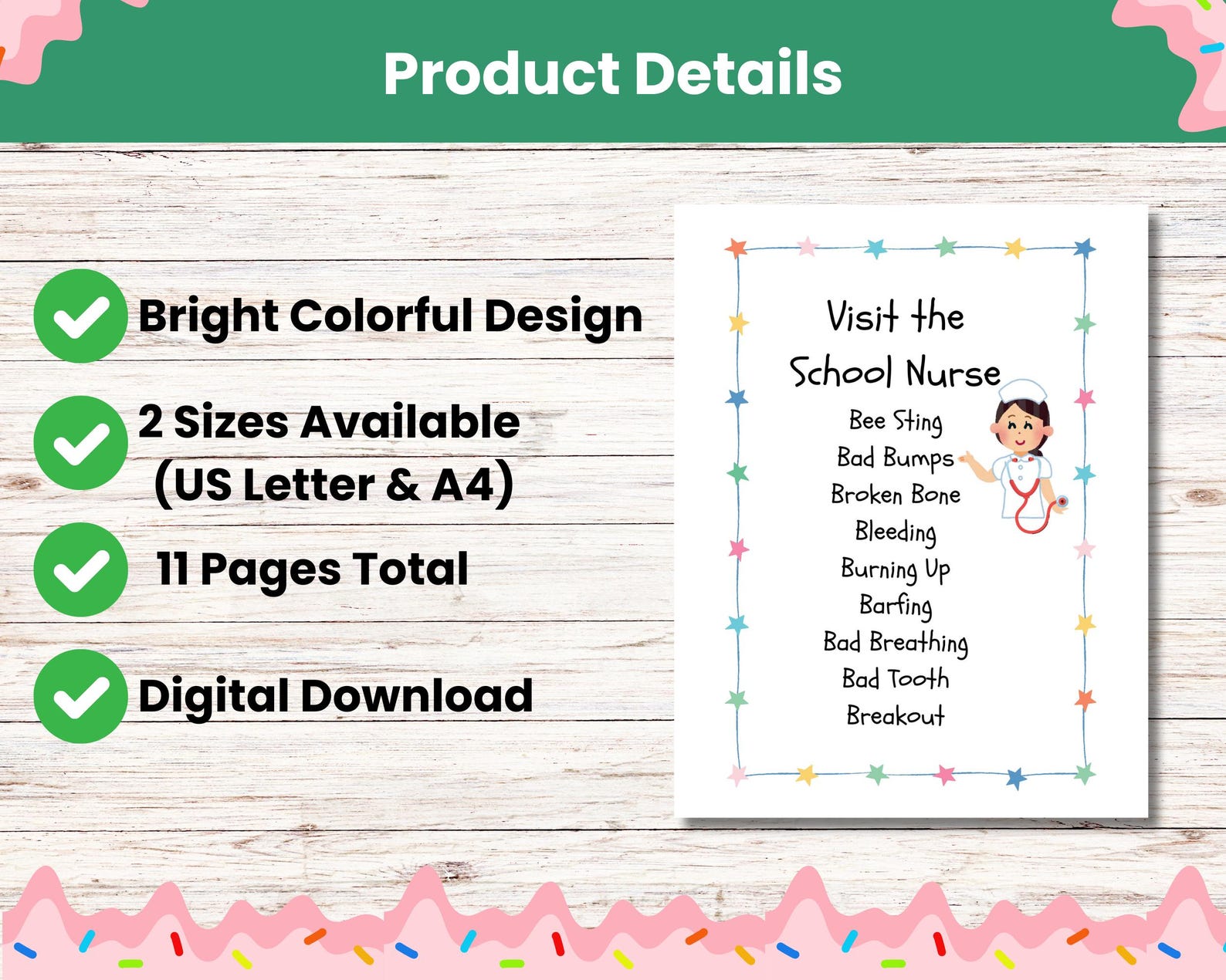 School Nurse Bulletin Board Kit, When to Visit the School Nurse Posters ...