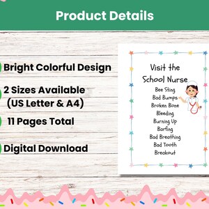 School Nurse Bulletin Board Kit, When to Visit the School Nurse Posters ...