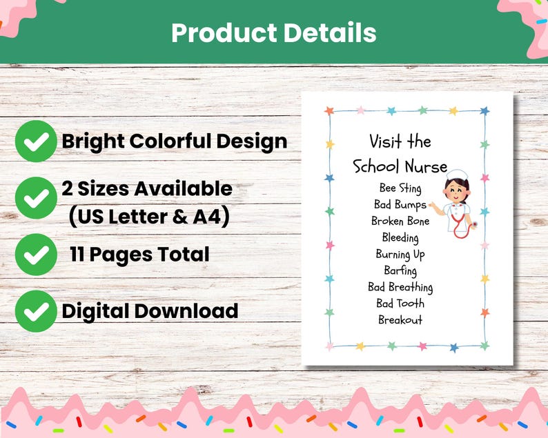 School Nurse Bulletin Board Kit, When to Visit the School Nurse Posters ...