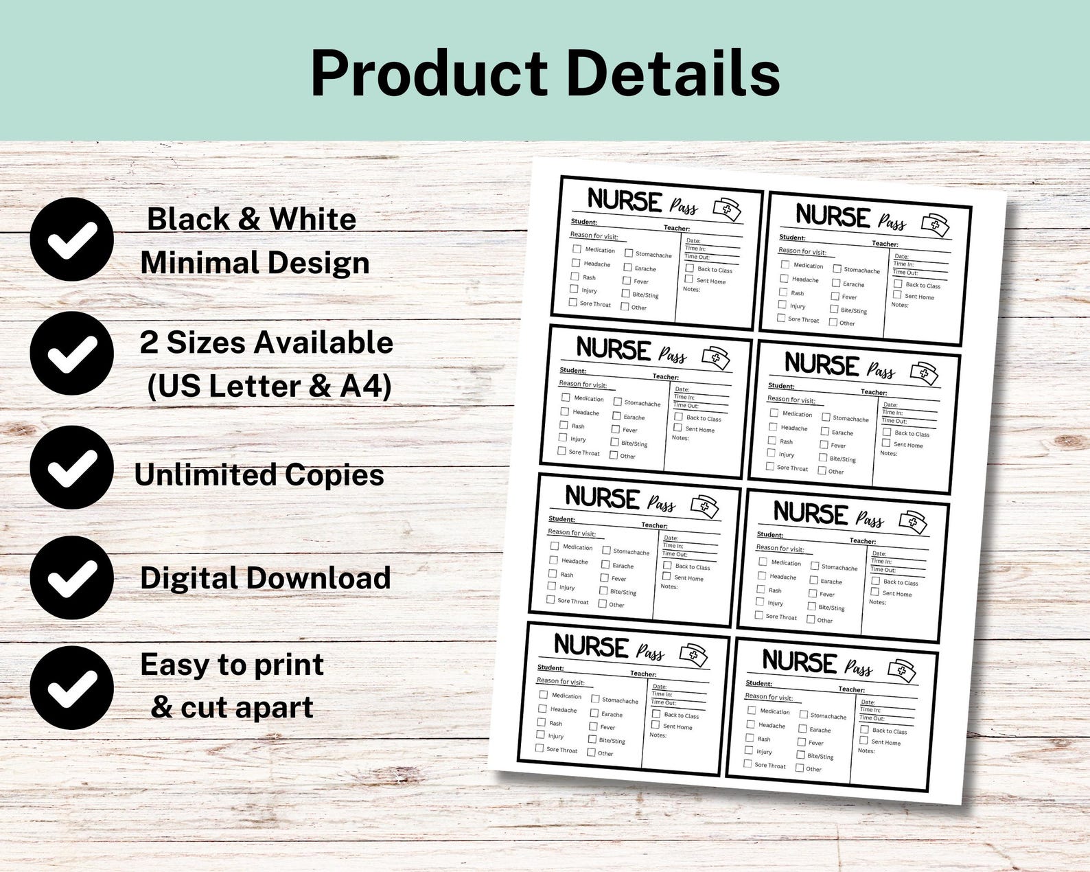 School Nurse Printable Office Pass, Elementary School Nurse Office ...