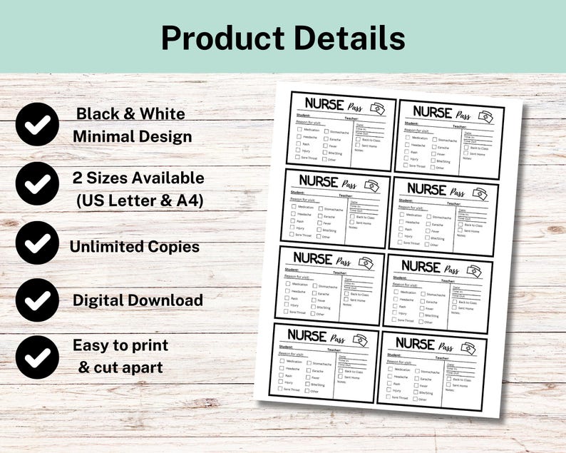 School Nurse Printable Office Pass, Elementary School Nurse Office ...