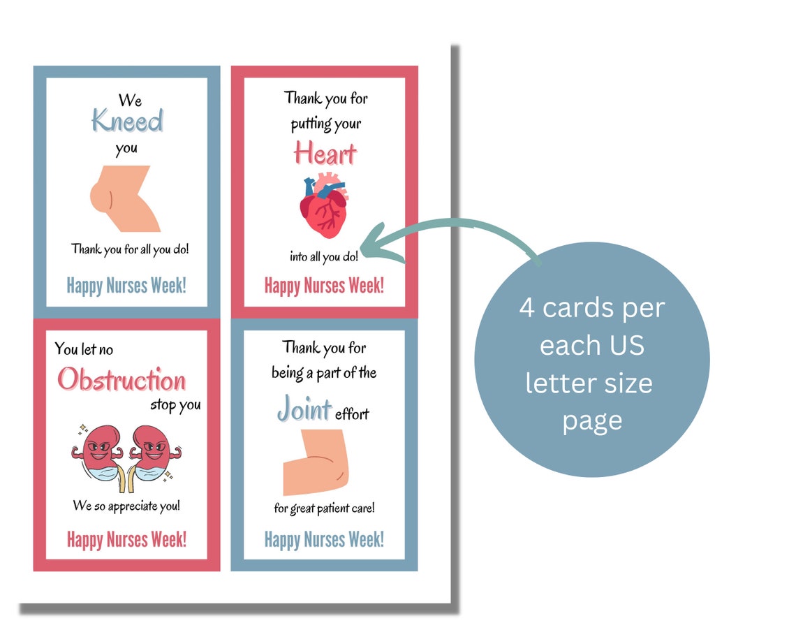 Nurses Week Printable Gift Tags, Nurses Week Funny Medical Cards, Nurse ...