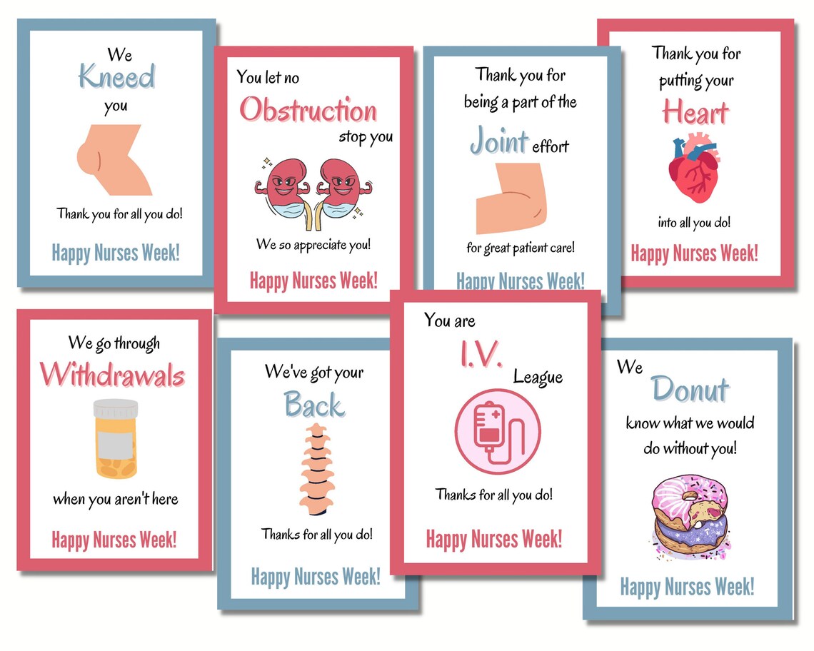 Nurses Week Printable Gift Tags, Nurses Week Funny Medical Cards, Nurse ...