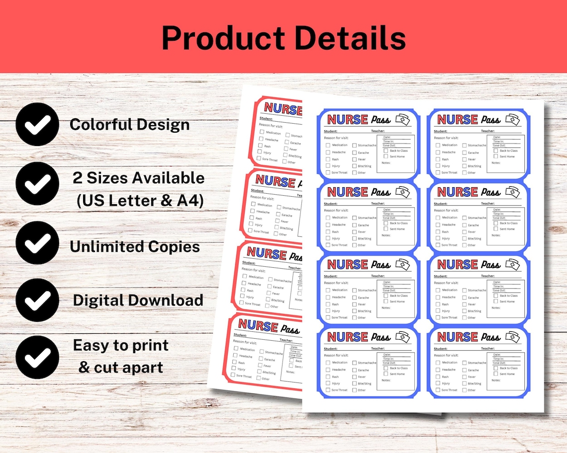 School Nurse Printable Office Pass, Elementary School Nurse Office ...