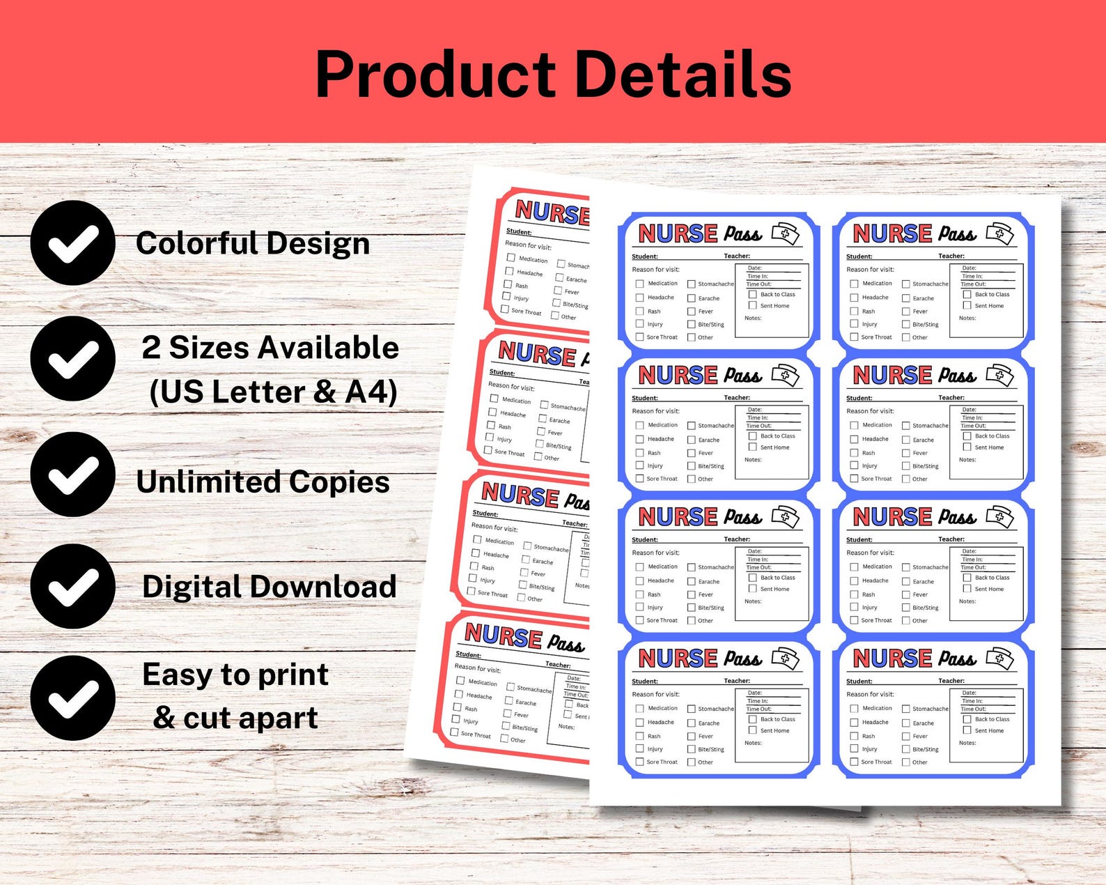 School Nurse Printable Office Pass, Elementary School Nurse Office ...