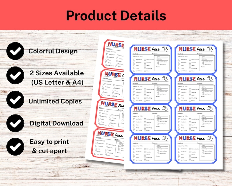 School Nurse Printable Office Pass, Elementary School Nurse Office ...