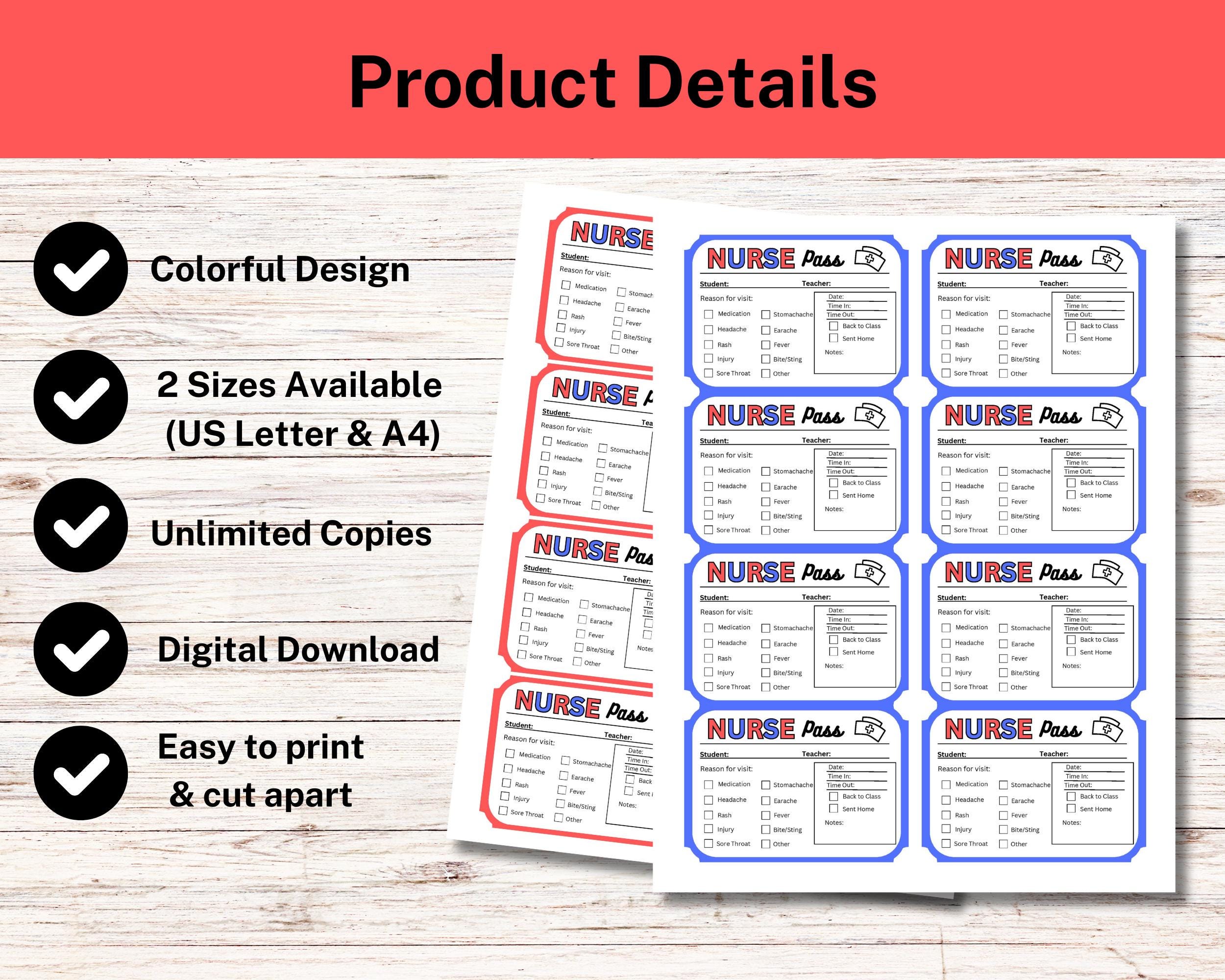 School Nurse Printable Office Pass, Elementary School Nurse Office ...