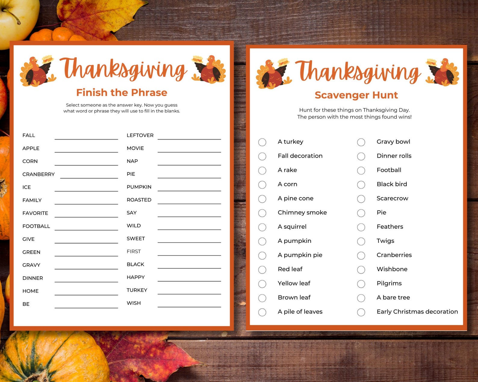 Thanksgiving Game Bundle | Scavenger Hunt | This or That | Finish the ...