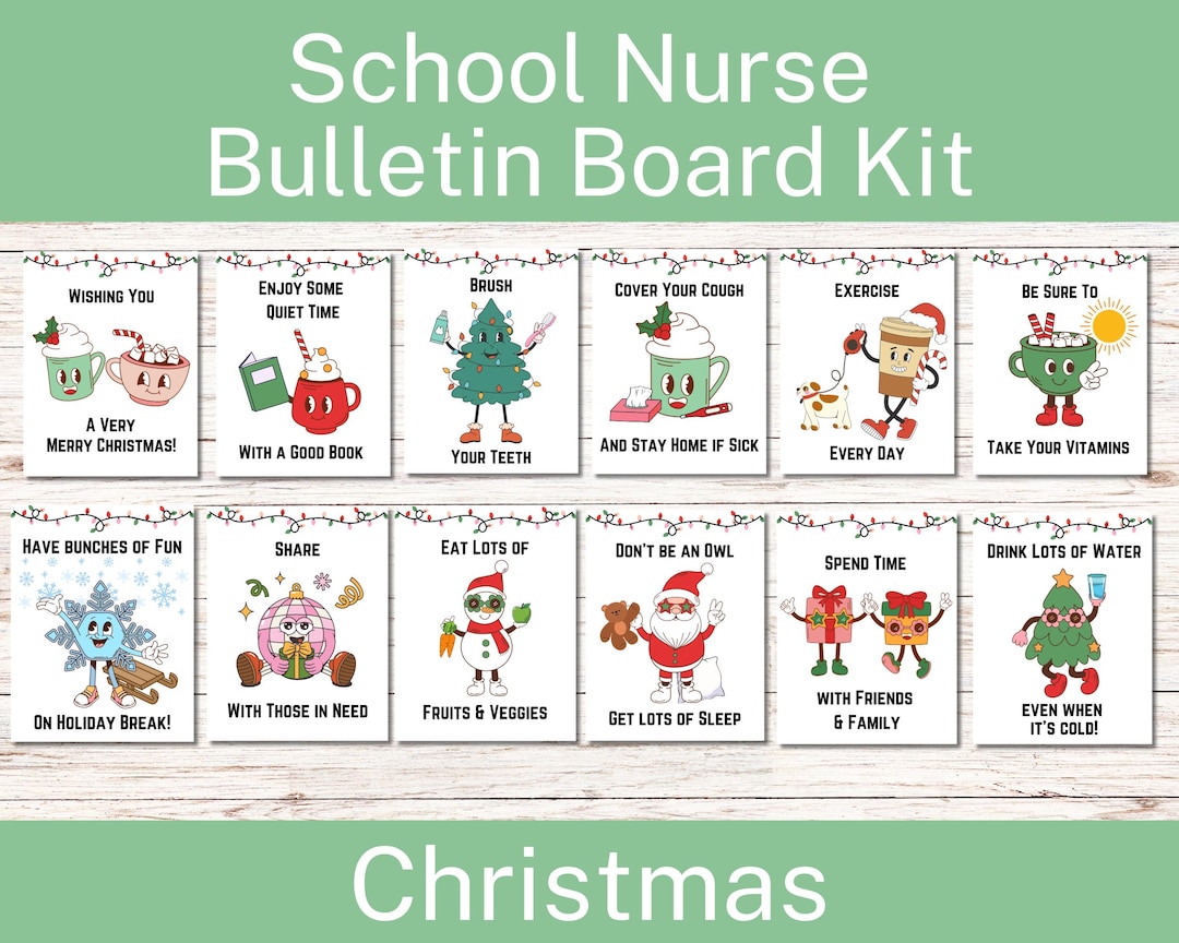 School Nurse Christmas Bulletin Board Kit, Office Decor for Christmas ...
