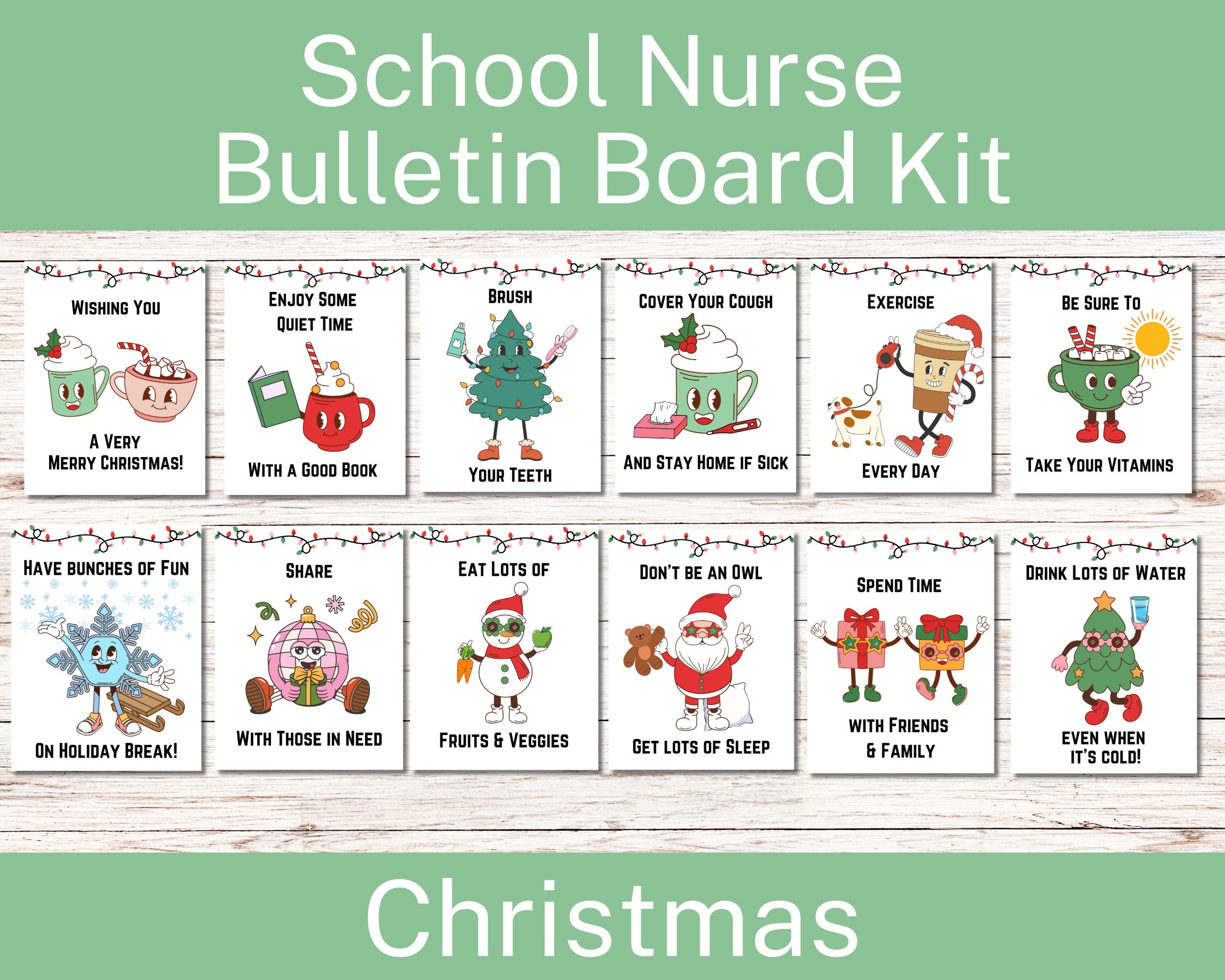 School Nurse Christmas Bulletin Board Kit, Office Decor for Christmas ...