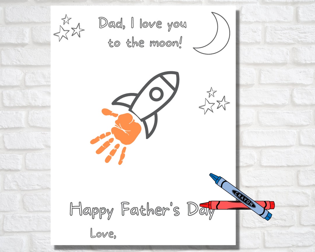 Fathers Day Handprint Art Printable Card, Dad Keepsake Gift From Child ...