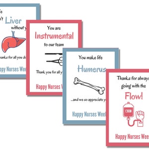 Nurses Week Printable Gift Tags, Nurses Week Funny Medical Cards, Nurse ...