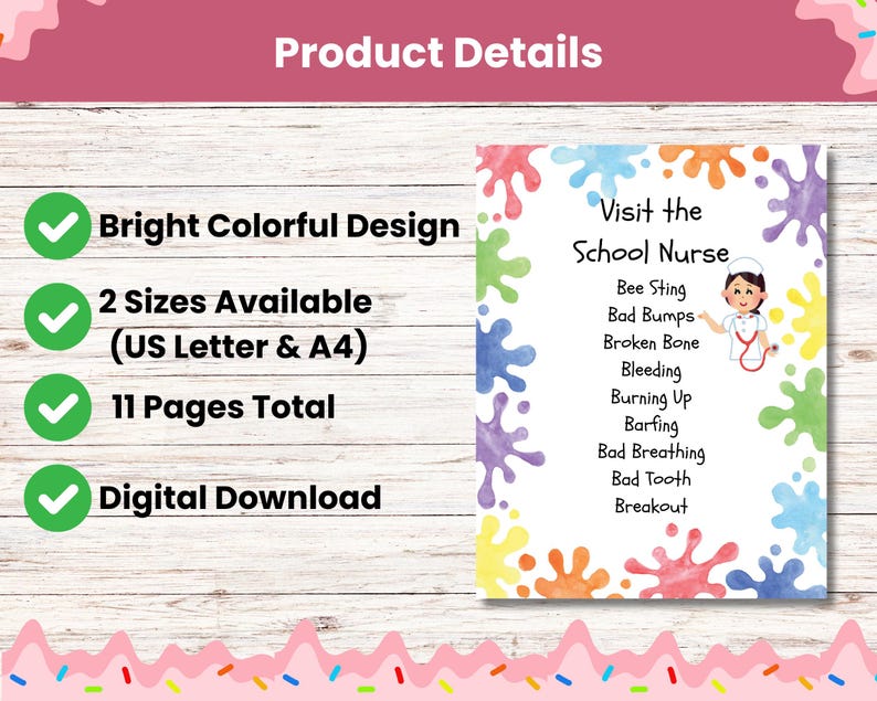School Nurse Bulletin Board Kit, When to Visit the School Nurse Posters ...
