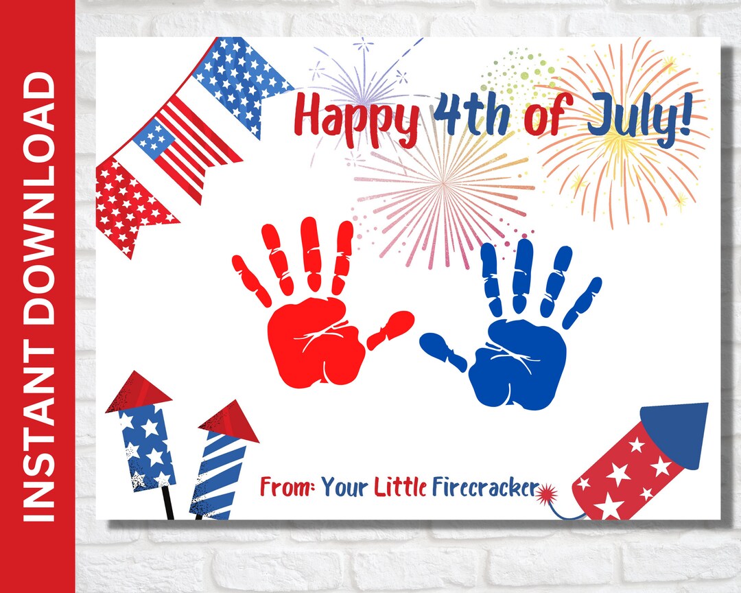 4th of July Handprint Art Craft for Kids, Fourth of July Art Activity ...