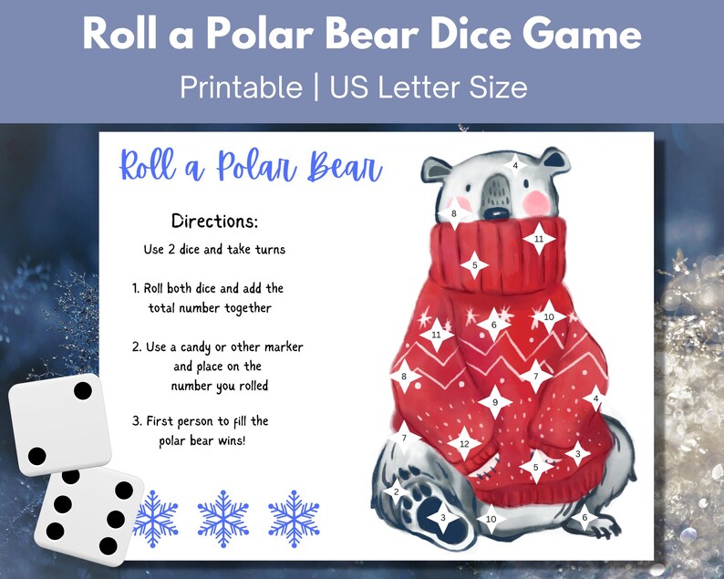 Roll a Polar Bear Candy Dice Game for Kids | Christmas & New Year Table ...