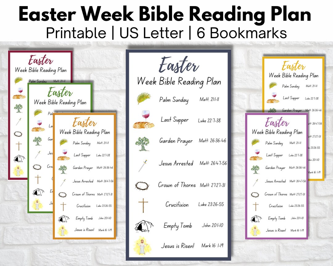 Holy Week Christian Easter Printable Bible Reading Plan Bookmarks ...