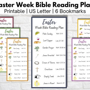 Holy Week Christian Easter Printable Bible Reading Plan Bookmarks ...