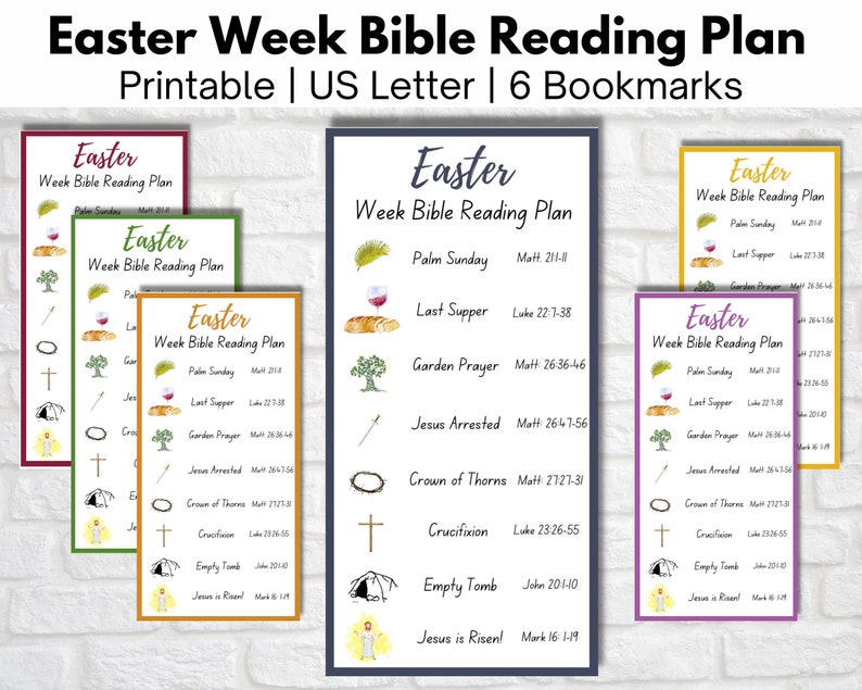 Holy Week Christian Easter Printable Bible Reading Plan Bookmarks ...