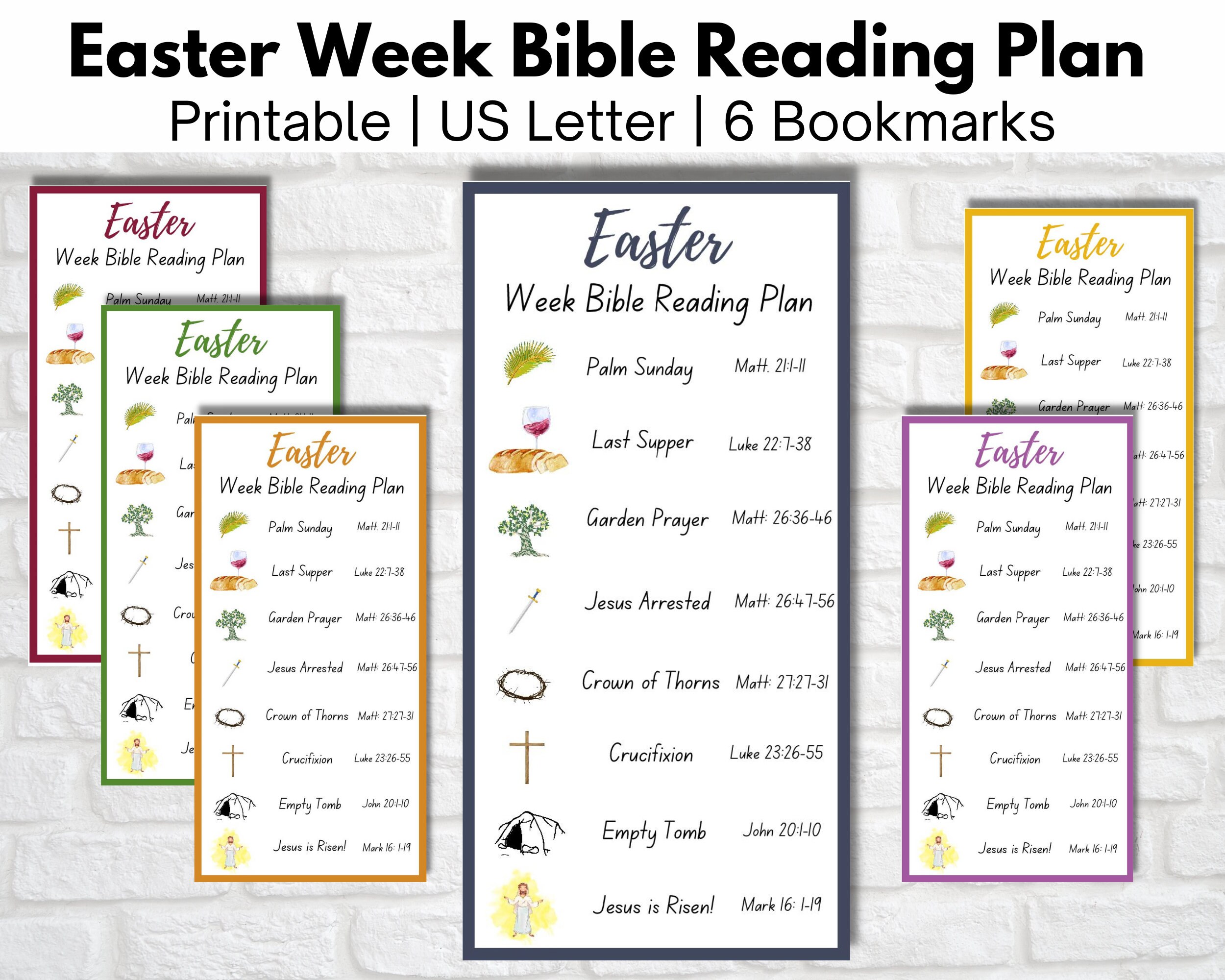 Holy Week Christian Easter Printable Bible Reading Plan Bookmarks ...