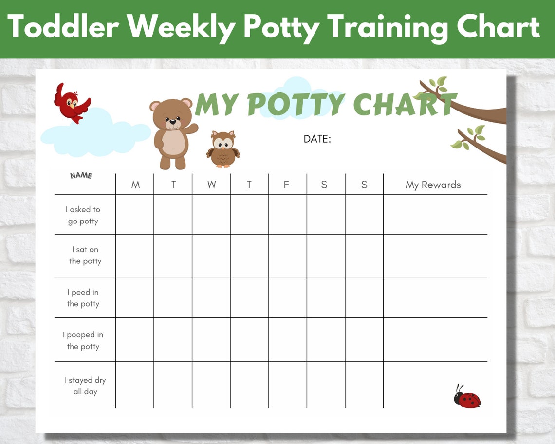 Toddler PRINTABLE Weekly Potting Training Chart, Potty Training ...