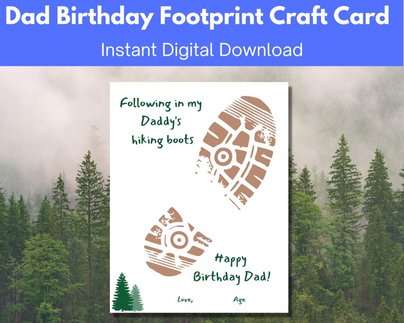 Dad Birthday Handprint Art Printable Card, Footprint Art, Dad Gift From ...