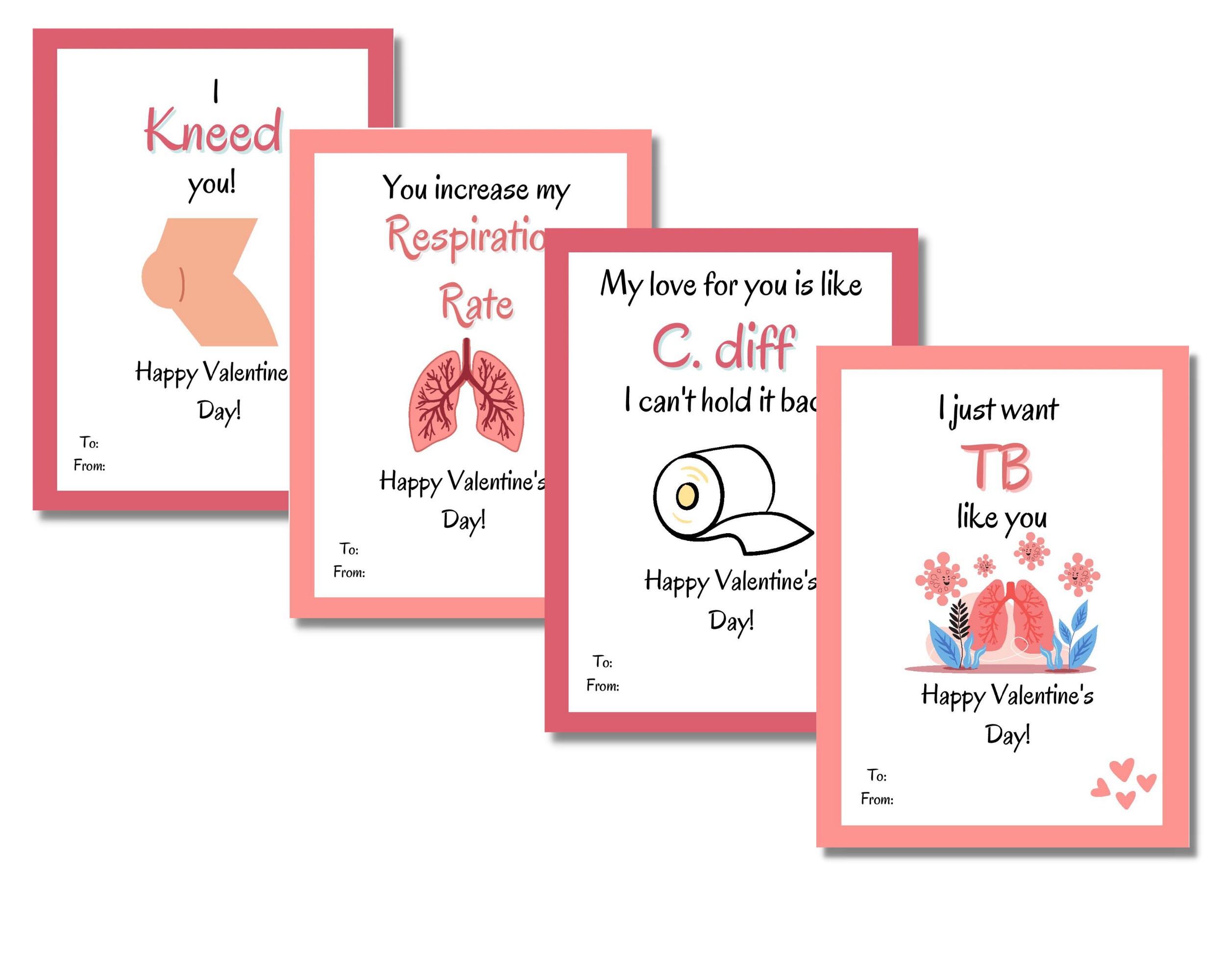 Funny Medical Valentine's Day Cards, 4 Pack for Doctors, Nurses ...
