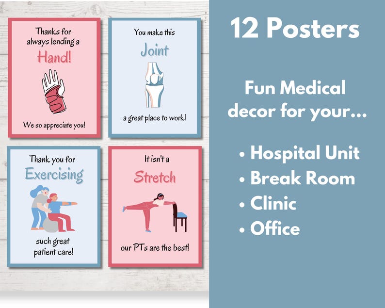 Funny Physical Therapy Cards and Poster Appreciation Bundle, Physical ...