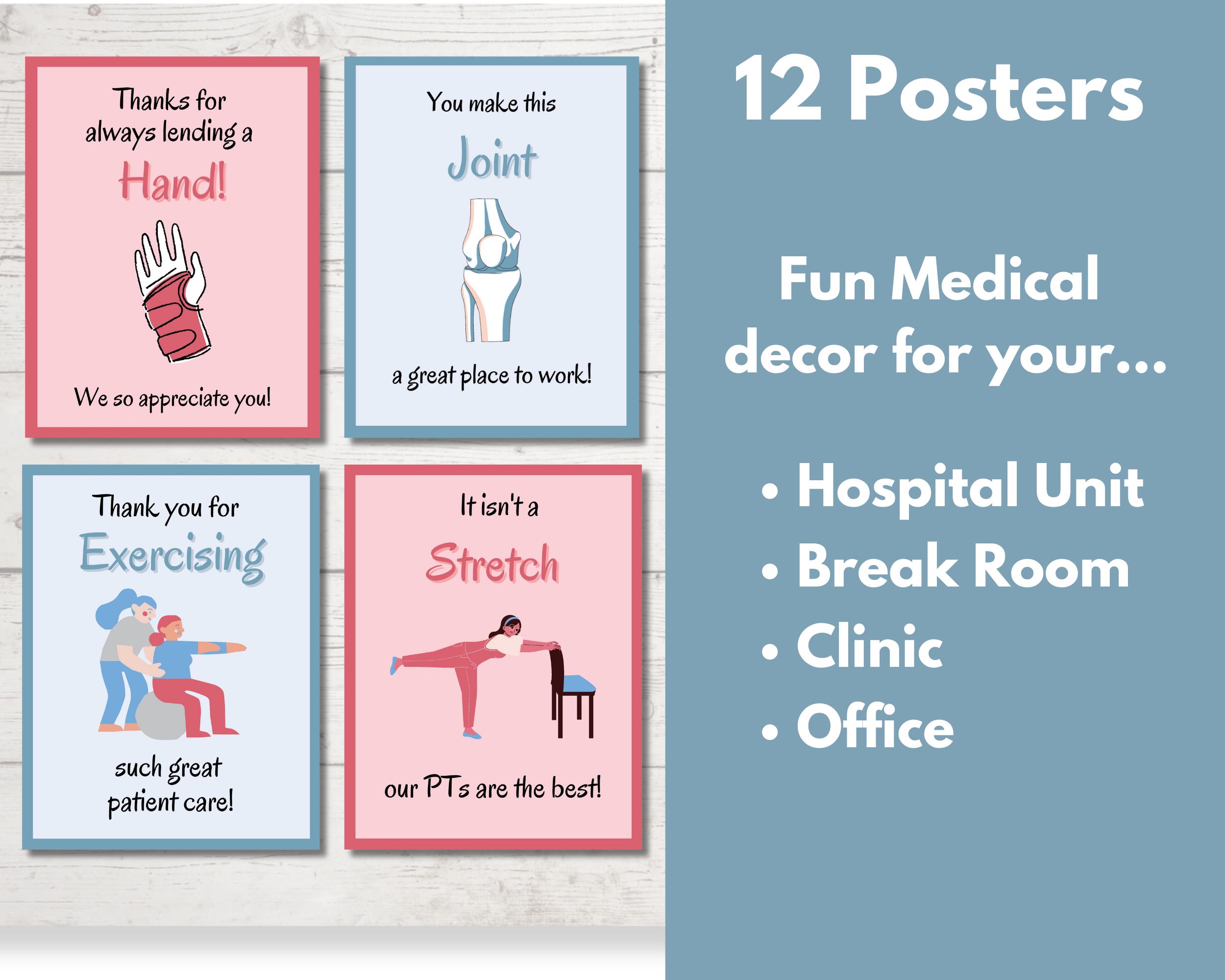 Funny Physical Therapy Cards and Poster Appreciation Bundle, Physical ...