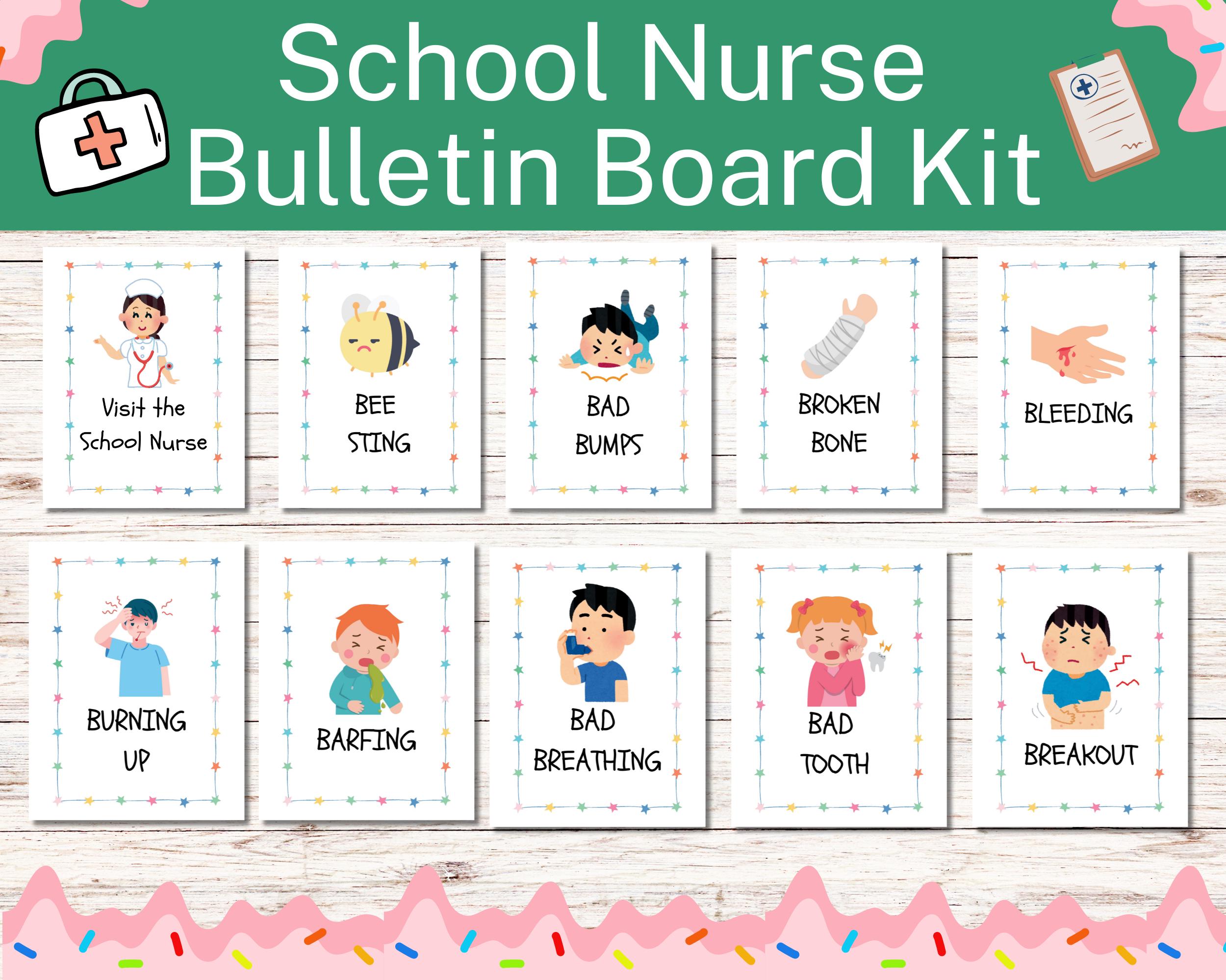 School Nurse Bulletin Board Kit, When to Visit the School Nurse Posters ...