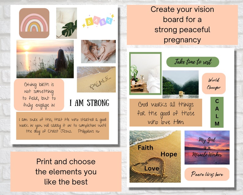 Pregnancy Vision Board Printable Images Pictures & Words - Etsy