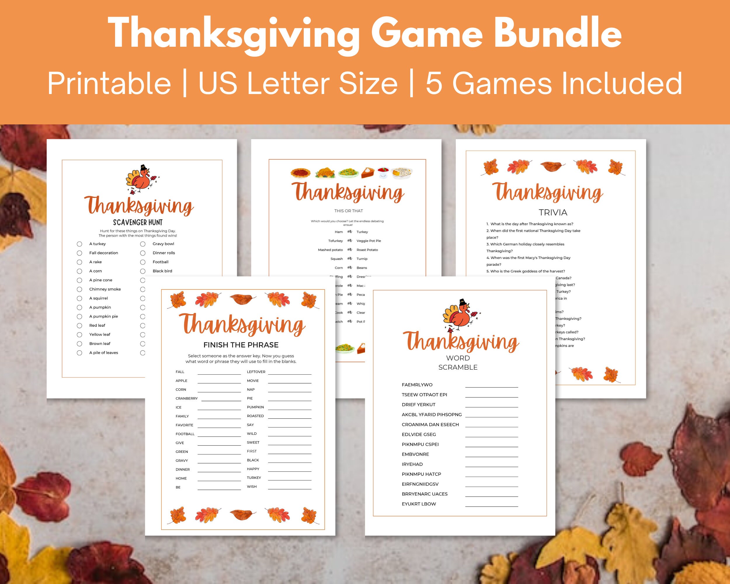 Thanksgiving Game Bundle Scavenger Hunt This or That - Etsy