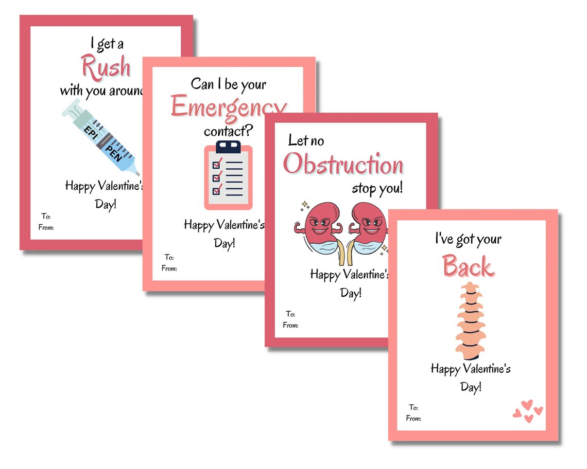 Funny Medical Valentine's Day Cards, 4 Pack for Doctors, Nurses ...